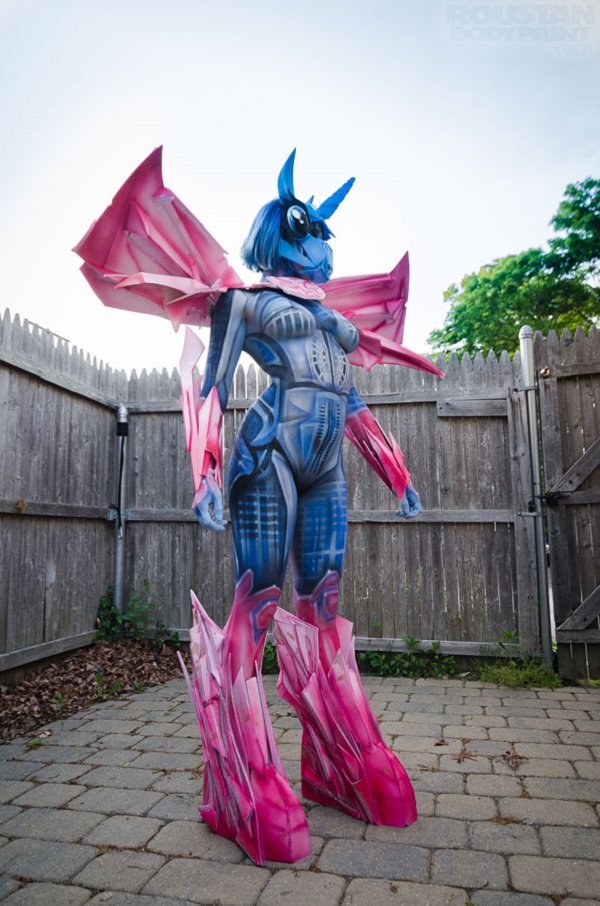 The sexy My Little Pony Transformer cosplay body paint mashup