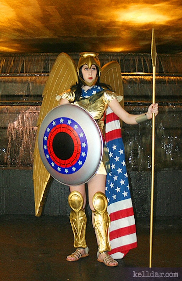 Wonder Woman in battle armour cosplay